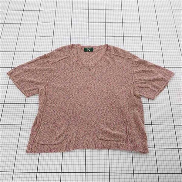 管理番号： 151106002706120260307ベースW/小付属品： 無<br>採寸はAIが1cm各の格子背景で行っております。素材： 画像参照色： アールエヌエー RNA K-1636 半袖ニットトップス ピンク系 レデ...