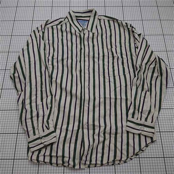 管理番号： 151110000416820251204ベースW/鈴付属品： 無<br>採寸はAIが1cm各の格子背景で行っております。素材： 画像参照色： コロシアムブルース COLISEUM BLUES ストライプ長袖シャツ ...