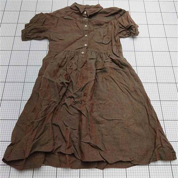 管理番号： 151110000735020260307ベースW/鈴付属品： 無<br>採寸はAIが1cm各の格子背景で行っております。素材： 画像参照色： レオノーラヤン LEONORA YANG 半袖シャツワンピース Lサイズ...