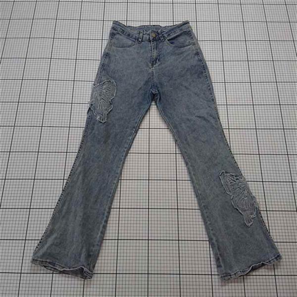 管理番号： 151111003420920260307ベースW/増付属品： 無<br>採寸はAIが1cm各の格子背景で行っております。素材： 画像参照色： バーレスク BURLESQUE バタフライ刺繍デニムパンツ レディース ...