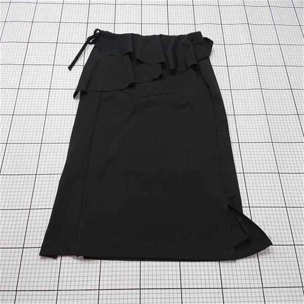 管理番号： 151111004476520260308ベースW/増付属品： 無<br>採寸はAIが1cm各の格子背景で行っております。素材： 画像参照色： メルプラス merl plus  フリルデザインスカート ブラック系 レ...