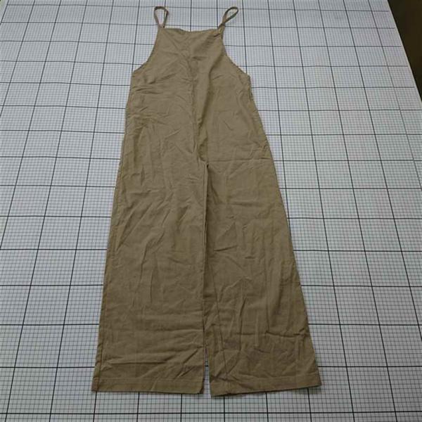 管理番号： 151112001698120260308ベースW/増付属品： 無<br>採寸はAIが1cm各の格子背景で行っております。素材： 画像参照色： アイスーク I-SOOK F191003009 ベージュ系リネン混サロペ...