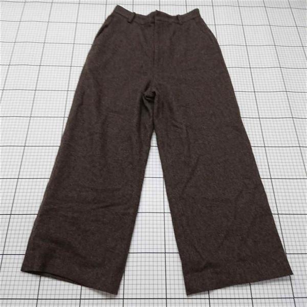 管理番号： 151112001978420260308ベースW/増付属品： 無<br>採寸はAIが1cm各の格子背景で行っております。素材： 画像参照色： スティーブンアラン steven alan ウール混ワイドパンツ ブラウ...