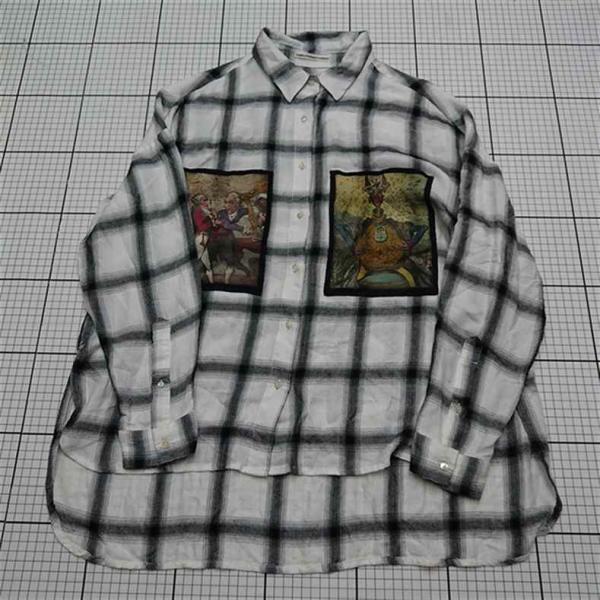 管理番号： 151125001312620260308ベースW/鈴付属品： 無<br>採寸はAIが1cm各の格子背景で行っております。素材： 画像参照色： アールエヌエー RNA B-2357 チェック柄プリントシャツ M メン...