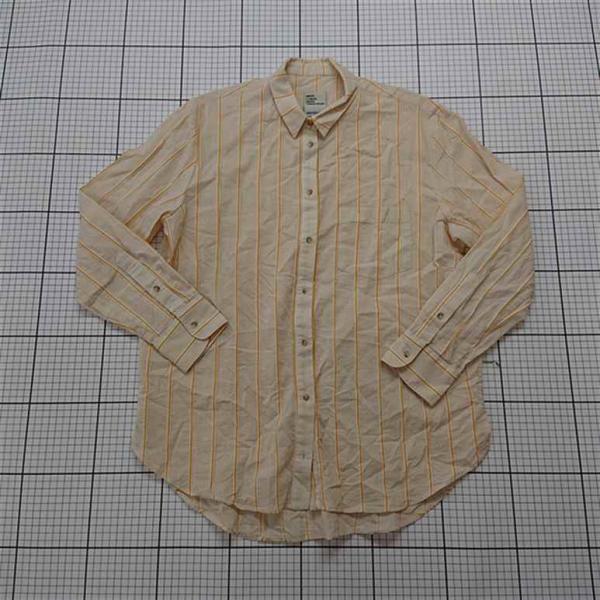 管理番号： 151210000628220260308ベースB/K付属品： 無<br>採寸はAIが1cm各の格子背景で行っております。素材： 画像参照色： サクレクール sacr?c?ur ストライプコットンシャツ ベージュ系 ...