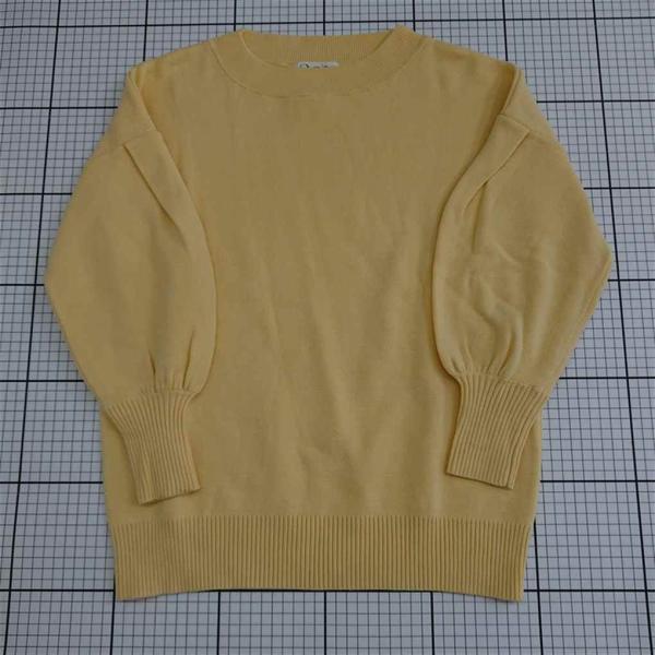管理番号： 151219001509620260308ベースB/K付属品： 無<br>採寸はAIが1cm各の格子背景で行っております。素材： 画像参照色： デッサン Dessin ウール混クルーネックニットセーター イエロー系 ...