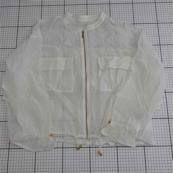 管理番号： 151219001514020260308ベースB/K付属品： 無<br>採寸はAIが1cm各の格子背景で行っております。素材： 画像参照色： エルベンスドゥ ELVENCE DEUX シアーシャツジャケット ホワイ...