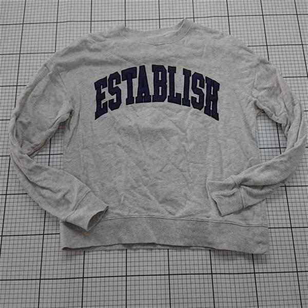 管理番号： 160121000599220260320ベースB/K付属品： 無<br>採寸はAIが1cm各の格子背景で行っております。素材： 画像参照色： クアッシュ Quash ESTABLISHロゴスウェットトレーナー グレ...