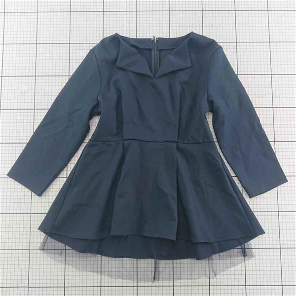 管理番号： 160204006822520260320ベースB/K付属品： 無<br>採寸はAIが1cm各の格子背景で行っております。素材： 画像参照色： ユアーズ urs BFXN2037 フレアペプラムトップス ネイビー系 ...