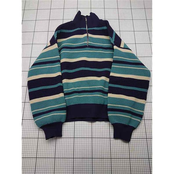 管理番号： 160219001281920260320ベースB/K付属品： 無<br>採寸はAIが1cm各の格子背景で行っております。素材： 画像参照色： ジャバ JaVa ハーフジップ ボーダーニットセーター XLサイズ メン...