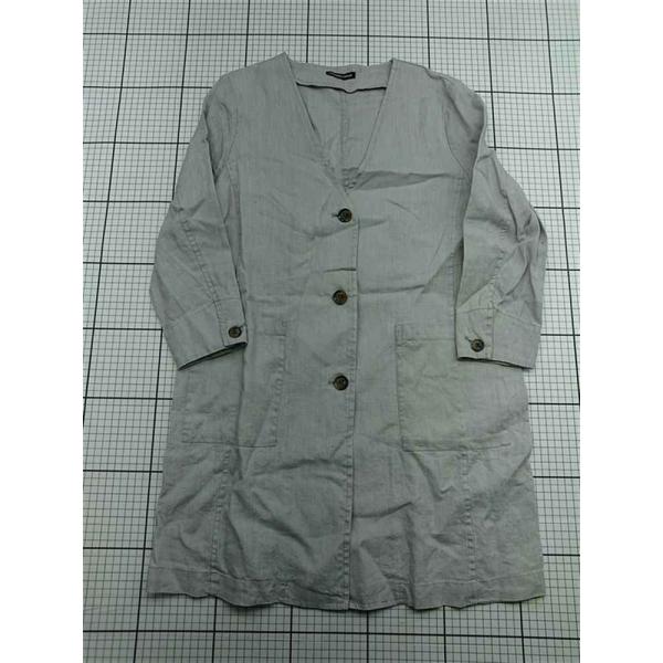 管理番号： 160309002382020260409ベースB/K付属品： 無<br>採寸はAIが1cm各の格子背景で行っております。素材： 画像参照色： ノンブルアンペール NOMBRE IMPAIR リネンコート グレー系 ...