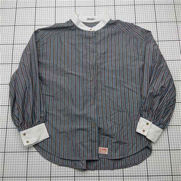 管理番号： 160309002743920260320ベースB/K付属品： 無<br>採寸はAIが1cm各の格子背景で行っております。素材： 画像参照色： ジャバ JaVa ストライプシャツ バンドカラー 長袖 Lサイズ レディ...
