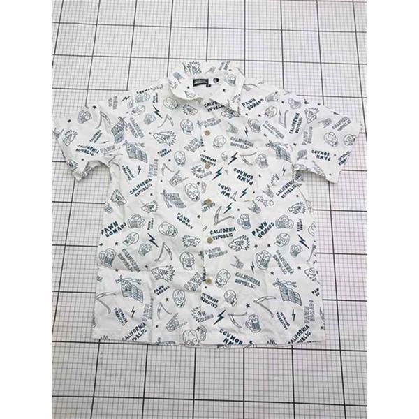 管理番号： 160316000418620260331ベースB/K付属品： 無<br>採寸はAIが1cm各の格子背景で行っております。素材： 画像参照色： ポーン Pawn NOMADS 総柄半袖シャツ ホワイト系 S メンズサ...