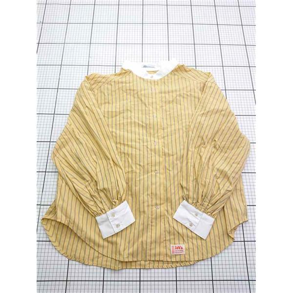 管理番号： 160323000529720260501ベースB/K付属品： 無<br>採寸はAIが1cm各の格子背景で行っております。素材： 画像参照色： ジャバ JaVa ストライプバンドカラーブラウス Mサイズ レディースサ...
