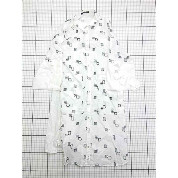 管理番号： 160323000973820260403ベースB/K付属品： 無<br>採寸はAIが1cm各の格子背景で行っております。素材： 画像参照色： カシェット Cachette 刺繍コットンロングシャツワンピース ホワイ...