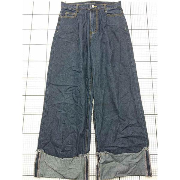 管理番号： 160408001129220260501ベースB/K付属品： 無<br>採寸はAIが1cm各の格子背景で行っております。素材： 画像参照色：  forky. フォルクシー デニムワイドパンツ Lサイズ レディースサ...