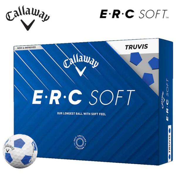 【発売日：2025年05月16日】キャロウェイ E・R・C SOFT TRUVIS ゴルフボール 1ダース(12個入り) ホワイト/ブルー 日本正規品 E・R・C ソフト トラヴィス Callaway  25【コア】ハイパーエラスティック・...