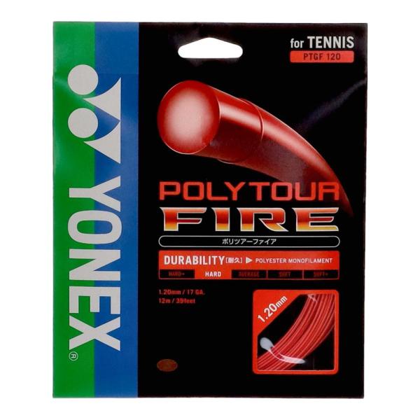 ヨネックス ポリツアーファイア120 YNX-PTGF120-001 (001)レッド 【特徴】耐久性に優れ、トッププロからの信頼も高いポリエステルストリング。世界のハードヒッターが驚愕、威力あるスピードショット。 【素材】ハイポリマーポリ...