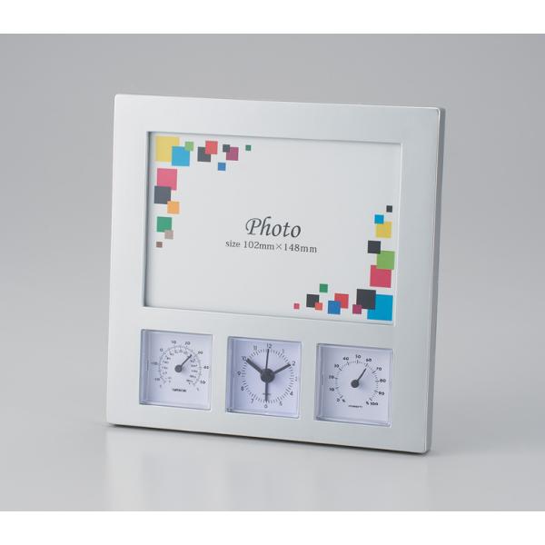 大判の写真が入れられるマルチクロックです。本体サイズ；　W180 x D43 x H180 mm包装；　化粧箱入箱サイズ；　W188 x D49 x H188 mm材質；　ABS樹脂、ガラス電源；　単３電池x1(別売)内容；　本体x1　機能...