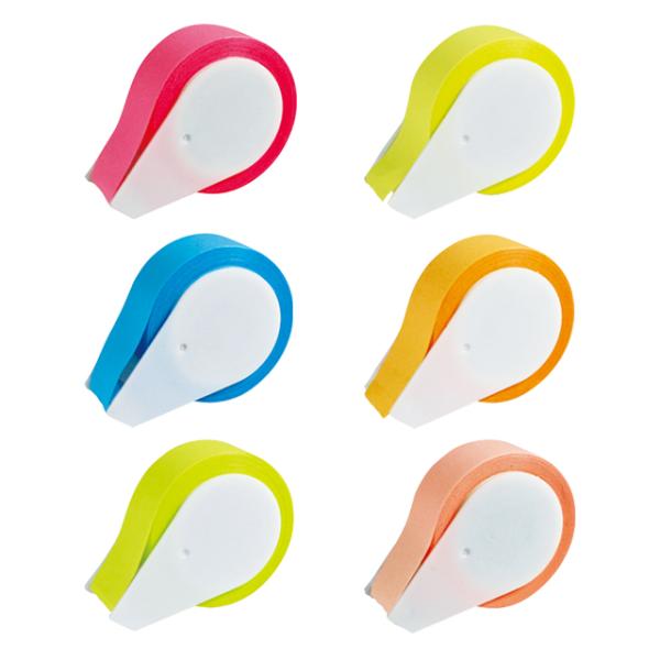 ころんと可愛いロール付箋ロゴ印刷でオリジナルノベルティに♪好きな長さにカットして使えるロール付箋です。ロールしている付箋はたっぷり6m！背面に糊が付いているので、好きなところにペタペタ貼り付けられますよ。カラフルで可愛いフォルムは、まとめて...