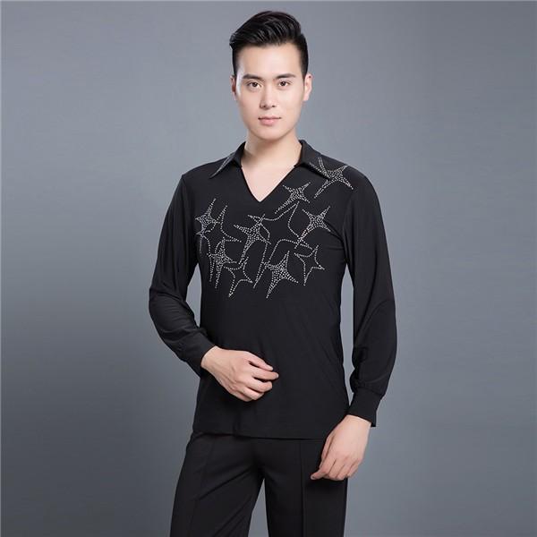 [ 商品名 ]【サイズ有M/L/XL/2XL/3XL】メンズ ラテンダンス用シャツ 男性用 ダンス衣装　縞 上着 ダンスウェア 練習着 ワルツ チャチャチャ ルンバ カウボーイ ラテン ラテンダンスシャツ ステージ 衣装 カウボーイダンス ...