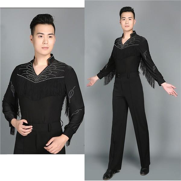 [ 商品名 ]【サイズ有M/L/XL/2XL/3XL】メンズ ラテンダンス用シャツ 男性用 ダンス衣装 フリンジ 袖 上着 ダンスウェア 練習着 ワルツ チャチャチャ ルンバ カウボーイ ラテン ラテンダンスシャツ ステージ 衣装 カウボー...