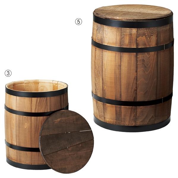 沖縄 離島へは配達不可です。人気の為納期が不安定です。素材木製。サイズ(1)直径28×H33cm(2)直径29×H36cm(3)直径30×H42cm(4)直径39×H49cm(5)直径42×H67cm。(6)直径28cm (1)の樽用フタ。...