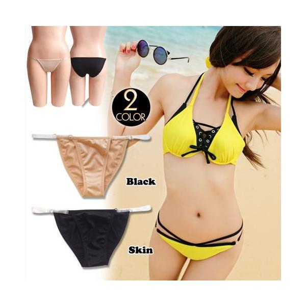 ・サイドが気にならない、透明紐水着用インナーパンツ・水着、レオタード用インナーパンツ・材質：ポリエステル82％　ポリウレタン18％・S：ヒップ68〜80cm