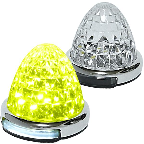 ・12V / 24V用 22LED 5面クリスタルカット仕様 トラック用 マーカーランプ 路肩灯機能付・セット内容： マーカーランプ×2個 (2個セット）・LED素子数： マーカーランプ面14SMD・路肩灯面8SMD・適合電圧： 10V-5...