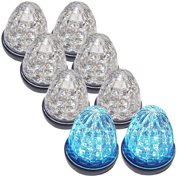 24V専用 16LEDトラック用 クリアレンズ マーカーランプセット内容 【クリアレンズ】マーカーランプ（アイスブルー発光）×8個 (8個セット）サイズ： 横： 約86mm / 高さ： 約79mm　LED素子数： マーカーランプ面16LED...
