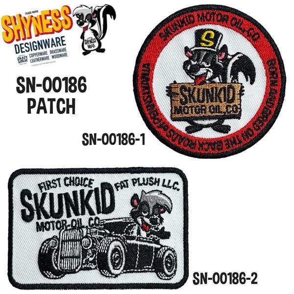 SHYNESS SKUNKID MOTOR OIL ワッペン アイロンワッペン アメカジ アメリカン雑貨 刺繍ワッペン カスタム パッチ バッグ キャップ ジャケットアメリカンテイスト満載の人気ブランド 「SHYNESS（シャイネス）」 シ...