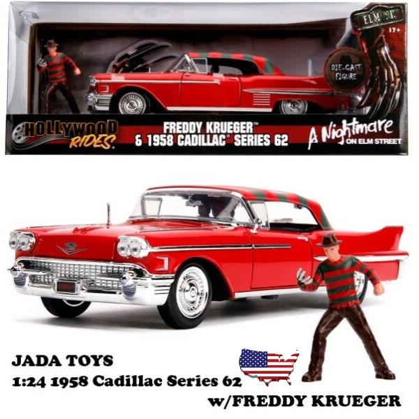 アメリカ直輸入エルム街の悪夢 フレディのミニカー フィギュア付き　JADA TOYS製エルム街の悪夢のフレディ フィギュア付きミニカーです。1：24スケールで細かいところまでリアルに再現されていますよ!『エルム街の悪夢』に登場しました フレ...