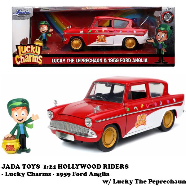 アメリカ直輸入 JADATOYS社ダイキャスト製 ミニカー ライセンス品1:24スケールの1959 Ford AngliaとLucky The Peprechaunがセットになった商品♪アメリカの食品メーカー ゼネラルミルズのシリアル 【L...