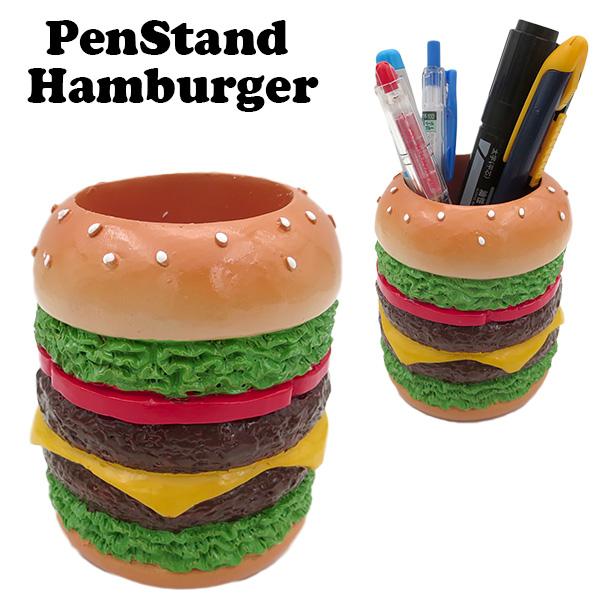 ハンバーガーの形をしたペン立てです。自宅の机やリビング、オフィスにもインパクト大ですよね！食卓にペーパーナプキンや、カトラリーを入れてもよさそうですね♪ポリレジン製でリアルに出来ておりますよ。お仕事や勉強するときも楽しくできそーですねっ【サ...