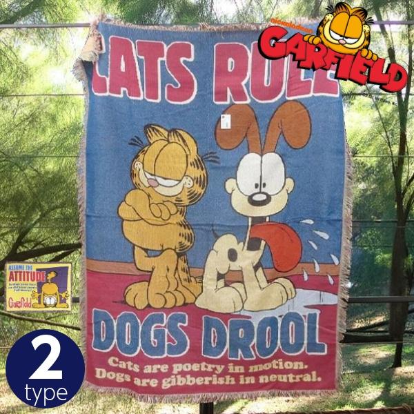 BIGサイズのフリンジ付きタペストリー飾るだけでアメリカンな大きいサイズ！ ガーフィールドのタペストリーです！壁飾りはもちろん、ソファーのカバーやベッドスプレッド、ラグマットの上に飾ってもGOOD！イベントの装飾やちょっと隠したい棚の目隠し...