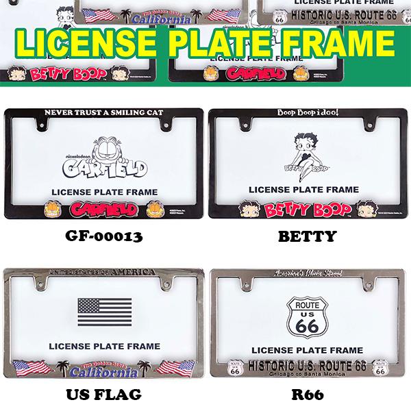 アメリカンなナンバーフレーム愛車のライセンスプレートをアメリカンにチェンジ！他の車と差をつける「LICENSE PLATE FRAME」です♪3D 加工のデザインに、ブラックカラーが際立つベティーブープとガーフィールド！シルバーカラーがスタ...