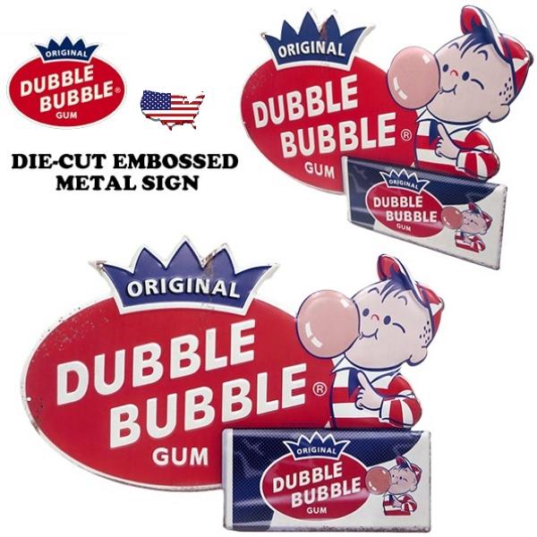 アメリカ直輸入 DUBBLE BUBBLEのダイカット 立体ブリキ看板【DUBBLE BUBBLE / ダブルバブル】のダイカットエンボスメタルサインプレートです♪デザインに合わせて凹凸になっており、立体的な作りになっていますっデザインもダ...