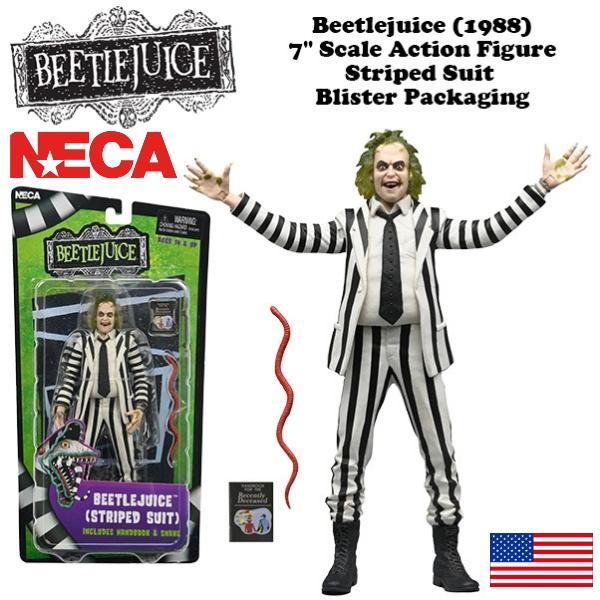アメリカの人気トイメーカー NECA（ネカ）から、1988年公開の映画『Beetlejuice（ビートルジュース）』より、主人公ビートルジュースの7インチアクションフィギュアが登場！白黒ストライプスーツにグリーンヘアというインパクト抜群のビ...