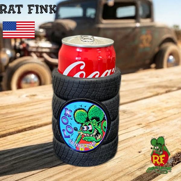 ■アメリカ直輸入！Ed Rothの人気キャラクター「Rat Fink（ラットフィング）」から、ワイルドなタイヤデザインのラバークージーが登場！リアルなタイヤモチーフのゴム製アウターに、取り外し可能なネオプレン製インナーライナーを装備。缶ビー...