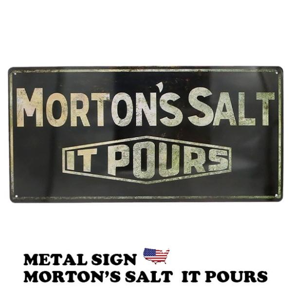 アメリカ直輸入 メタルのサインプレート ダイナー、ガレージ・お部屋をカッコ良く演出！【MORTON SALT / モートン・ソルト】のヴィンテージ仕様ブリキ看板♪1848 年からシカゴを拠点とするモートン・ソルトは、アメリカ全土の家庭や様々...