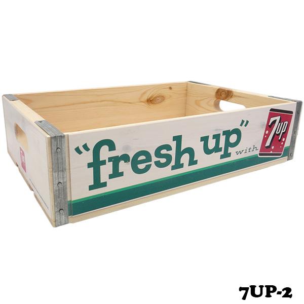 7UP セブンアップ 木箱 収納ボックス ウッドクレート PEPSI アメリカン雑貨 アメリカ雑貨 ペプシ グッズ 木製 収納ケース 浅型 小物入れ 収納箱 おしゃれ :un-7upwc ...