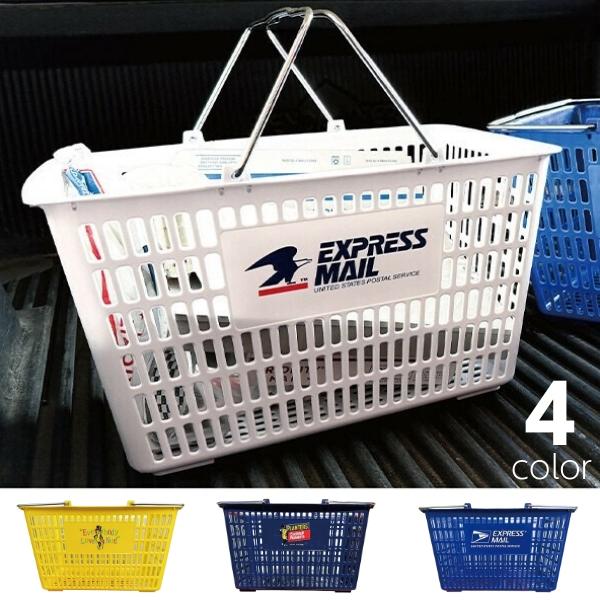 小物の収納もアメリカン！MR.ピーナッツ、USPS のショッピングバスケットです！海外のショッピングモールで使われていそうなプラスチック製のショッピングバスケット。買い物はもちろん、おもちゃやCD、食材、工具、ガレージでは車の洗車用品入れ等...