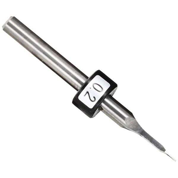 ・非常に硬い超硬合金 (タングステンカーバイト)を使用・軸の太さは軸径3.2mm、刃先は平刀型・斬技ホルダーか軸径3.2mmまで装着可能なピンバイス等に装着してご使用下さい。・サイズ: 0.2mm