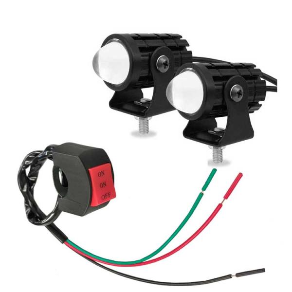 高輝度、超長寿命（約50000時間）のLEDフォグランプ2個+スイッチのお得な3点セットですトラック、オートバイ、ATV、SUV、ボート、キャンピングカー、バスのヘッドライト、補助灯などにお勧めです。・ホワイト（Hi）＆イエロー（Lo）モー...