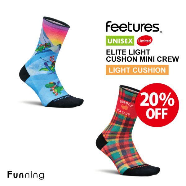 【数量限定品】Feetures フィーチャーズ ELITE MINI CREW LIGHT CUSHION 靴下 ソックス ランニングソックス スポーツソックス ゴルフ ジム テニス デイリー 履きやすい 快適 クッション性 軽量 乾湿 ユ...