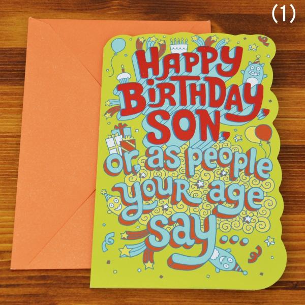 こちらはロサンゼルスで見つけたグリーティングカード。お気に入りのカードでおめでとうを伝えよう！◎ ギフト商品にメッセージを添えて同梱◎ 単品注文（メール便２００円）も可能です。（1）HAPPY BIRTHDAY,SON,or,...　メッセ...