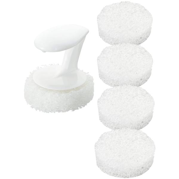 ※多くのお客様に可能な限り最短で配送するためにも、置き配での配送にご理解・ご了承願います。【商品名】　まめいた(Mameita) キッチンスポンジ ホワイト スペア 4点付き 日本製 直径6.5cm×高さ7cm 水アカ 油汚れ シンク掃除 ...