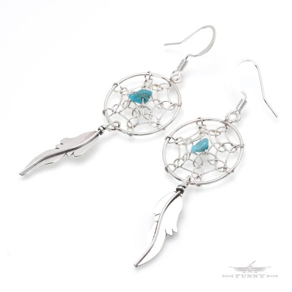 【部族】NAVAJO（ナバホ）【作者】Lorenzo Arviso【品名】EARRINGS（イヤリング［ピアス］）【素材】スターリングシルバー【石】ターコイズ【サイズ】A.横幅：20mmB.縦幅：46mmC.全長：61mm※1点1点ハンドメ...