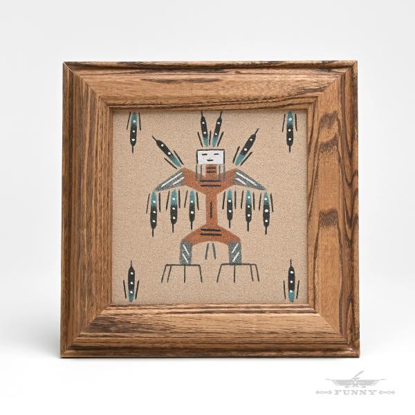 【部族】NAVAJO（ナバホ）【品名】SAND PAINTING（サンドペイント）【サイズ】正方形約 22cm×22cm厚み：約 2.2cm【商品説明】ナバホ族の古来より伝わる儀式の中で、病を治癒しパワーを与えるためにメディスンマン（祈祷師...