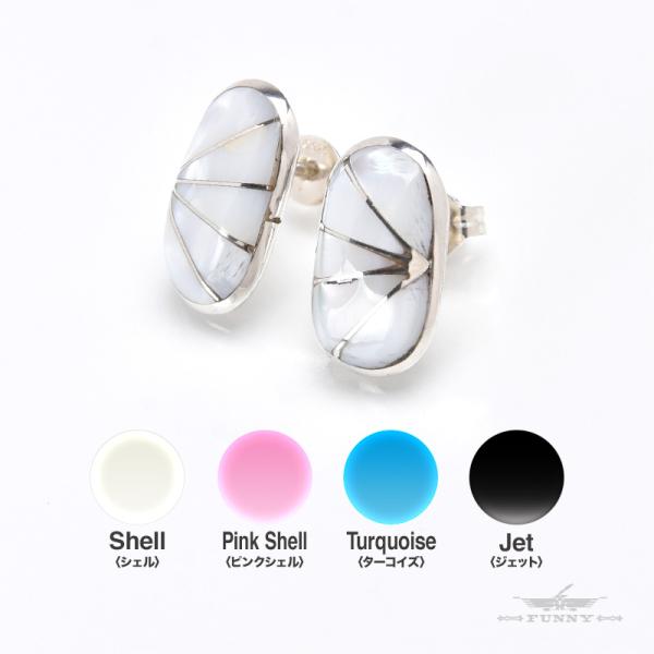 【部族】ZUNI（ズニ）【作者】Evelyn Mahkee【品名】EARRINGS（イヤリング［ピアス］）【素材】スターリングシルバー【石】シェルピンクシェルターコイズジェット【サイズ】W 約9mm × H 約15mm※インディアンジュエリ...